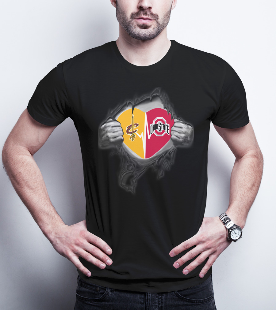 Cleveland Cavaliers Ohio State Buckeyes Heart Symbol T-Shirt