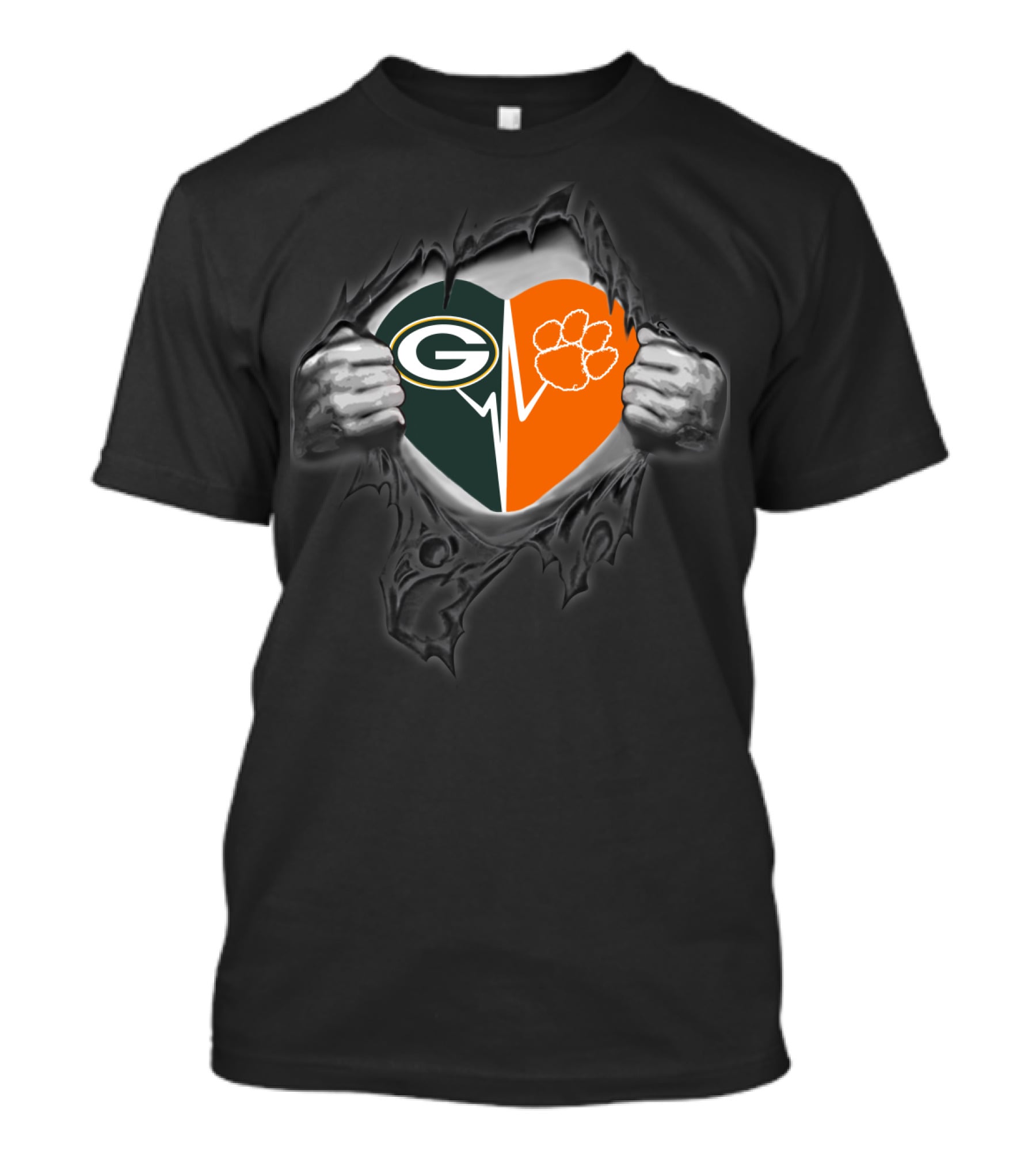 Green Bay Packers Clemson Tigers Heart T-Shirt