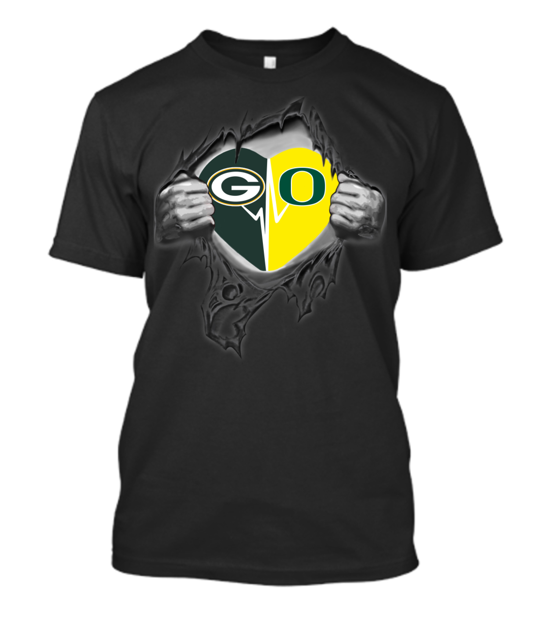Go Packers Oregon Ducks Heart Combo T-Shirt