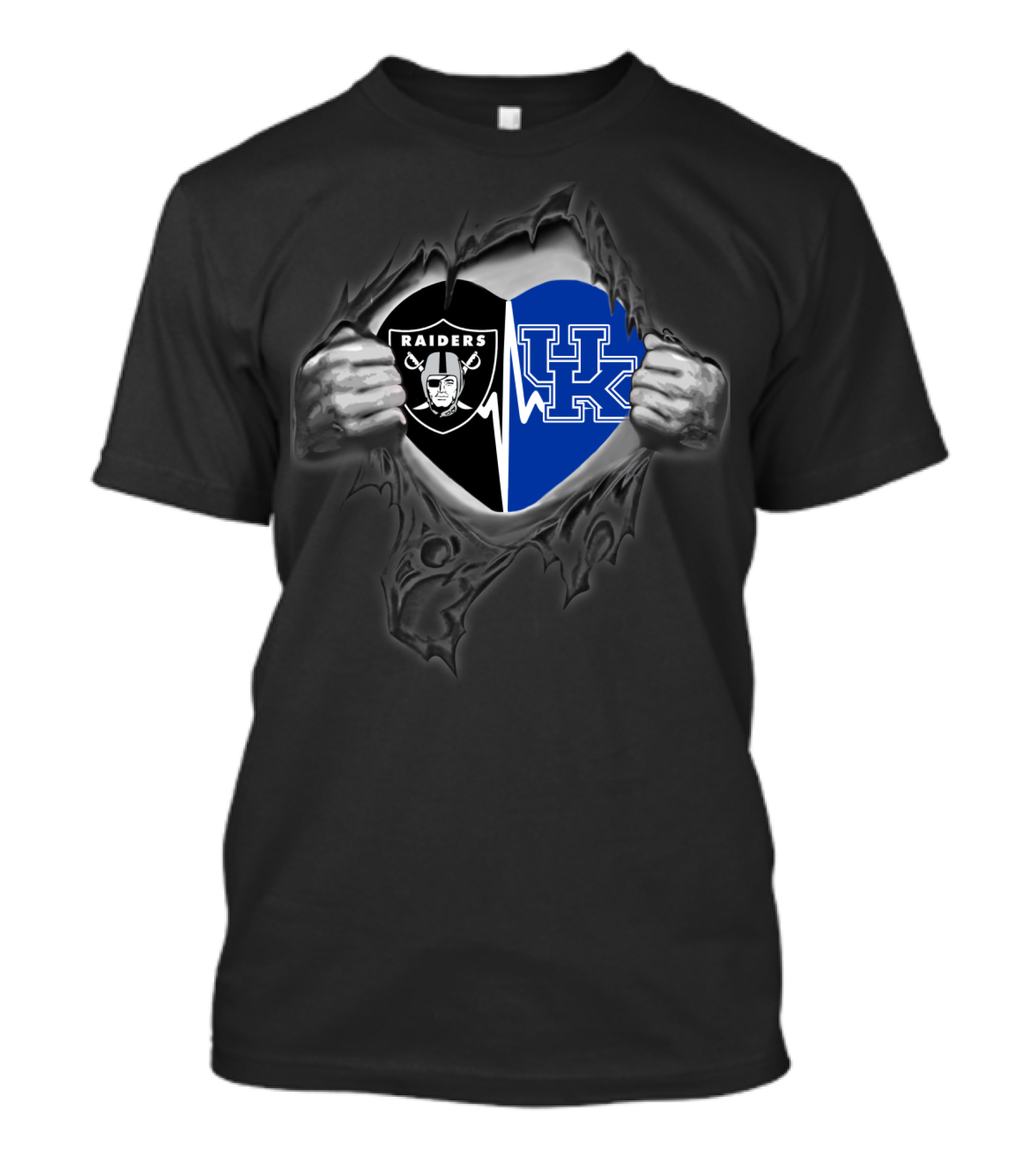Raiders Heartbeat Split With Kentucky Wildcats T-Shirt