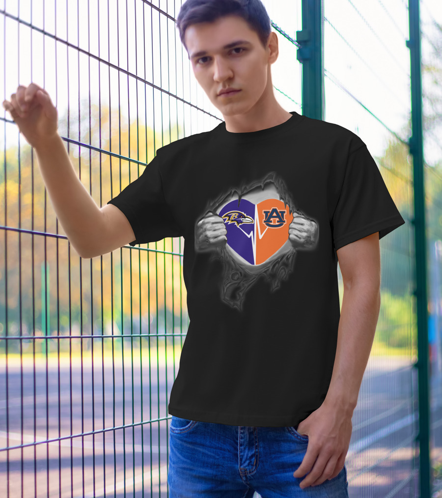 Ravens Auburn Heart Torn Fabric T-Shirt