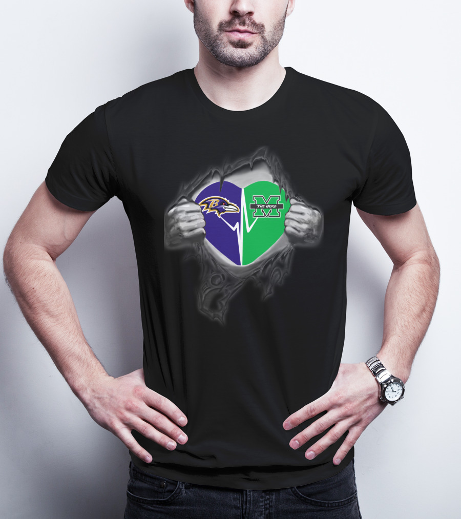 Baltimore Ravens Marshall Thundering Herd Heart T-Shirt