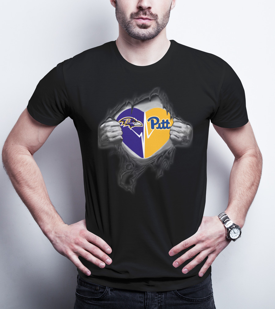 Ravens Heart Pittsburgh Panthers Pitt Split T-Shirt
