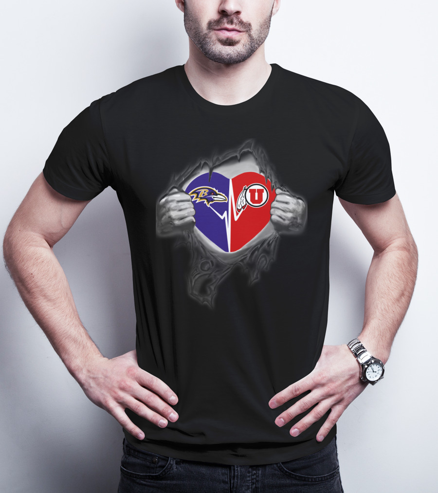Baltimore Ravens Utah Utes Heart T-Shirt