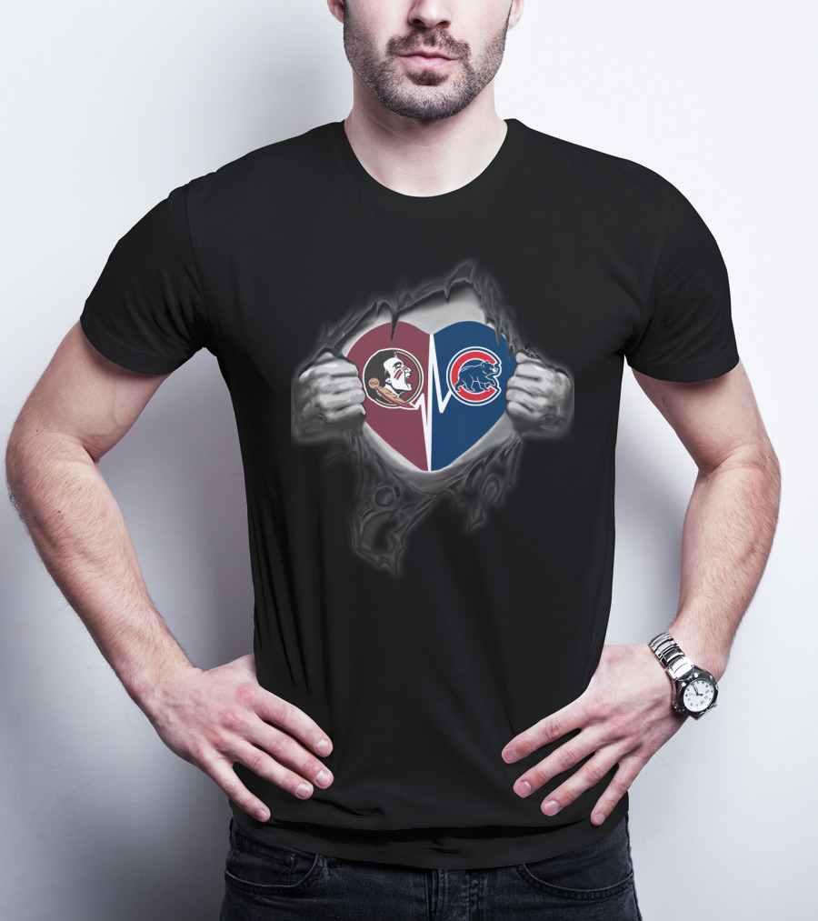 Florida State Seminoles Chicago Cubs Heart T-Shirt