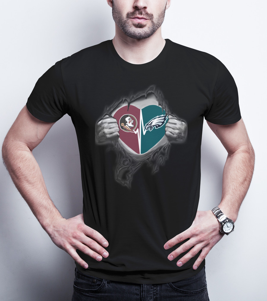 Florida State Seminoles Philadelphia Eagles Heart T-Shirt