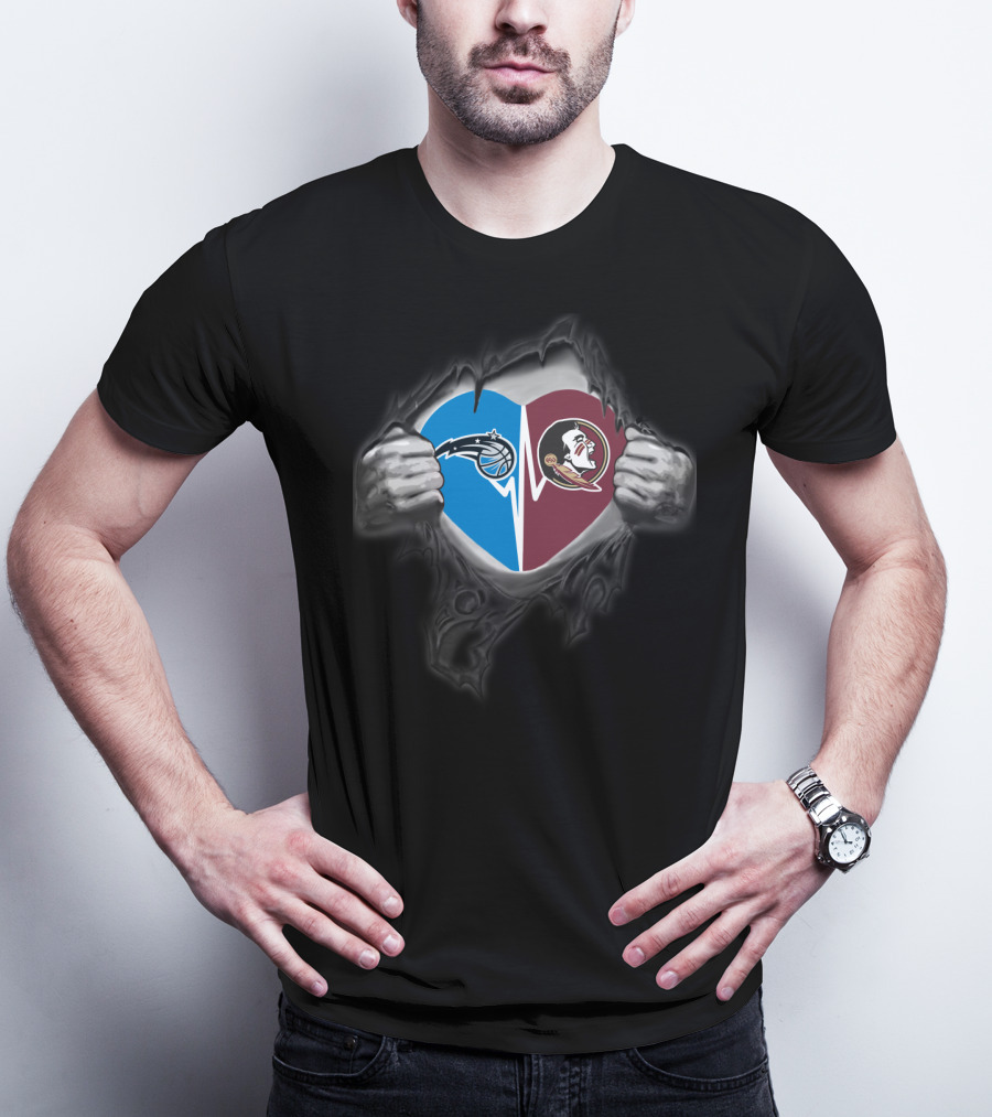Orlando Magic Seminoles Heart Split T-Shirt