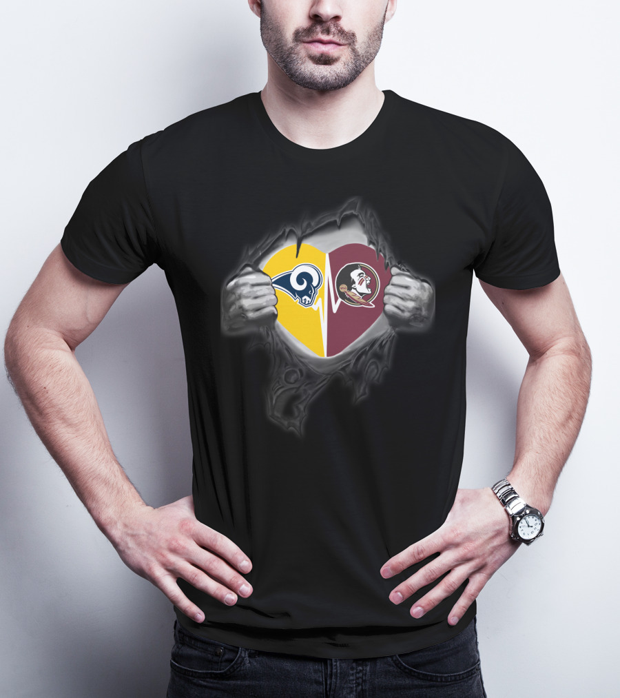 Seminoles Rams Heart Split T-Shirt