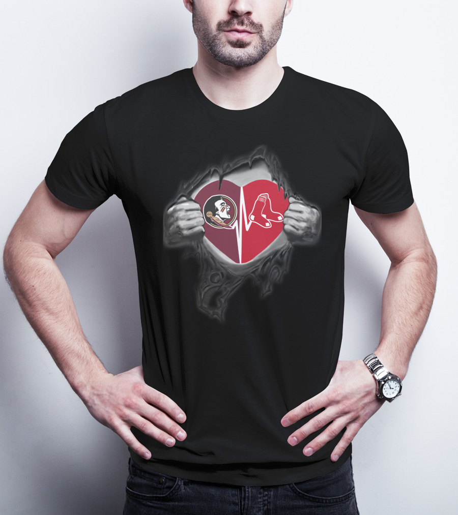 Seminoles Red Sox Heart Hands T-Shirt