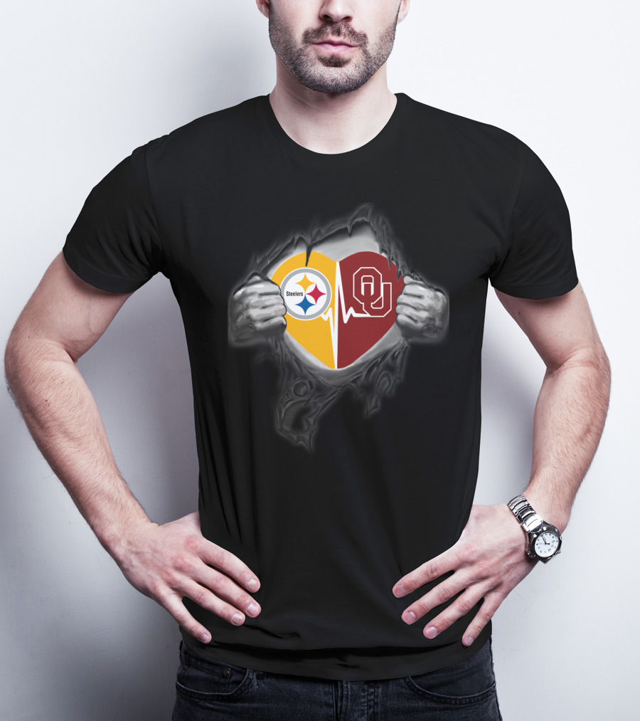 Steelers Heartbeat Oklahoma Sooners Fan Pride T-Shirt