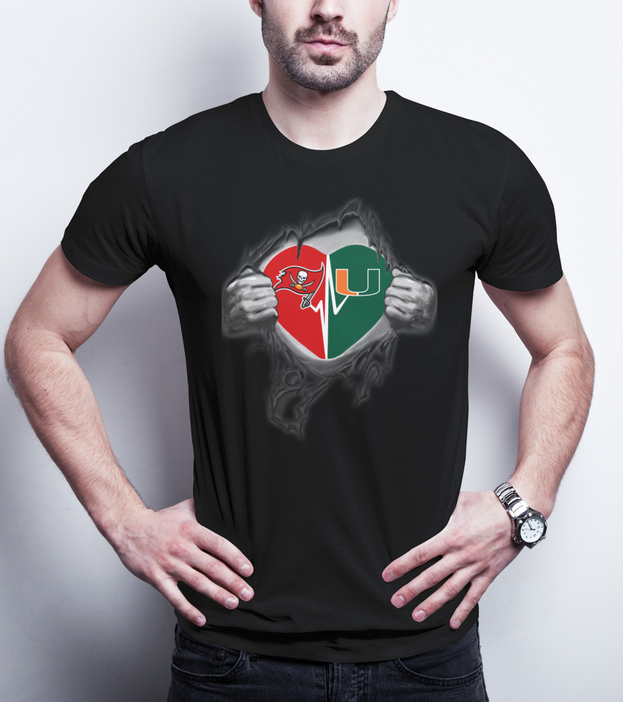 Buccaneers Miami Hurricanes Heart Logo Fusion T-Shirt