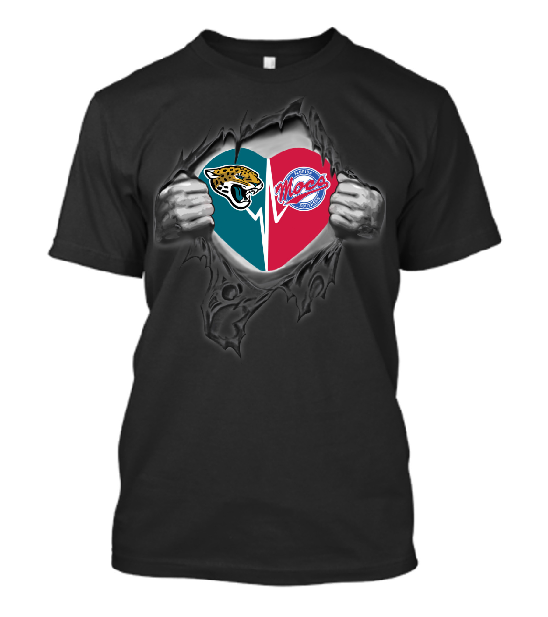 Jacksonville Jaguars Florida Southern Moccasins Heart Burst T-Shirt