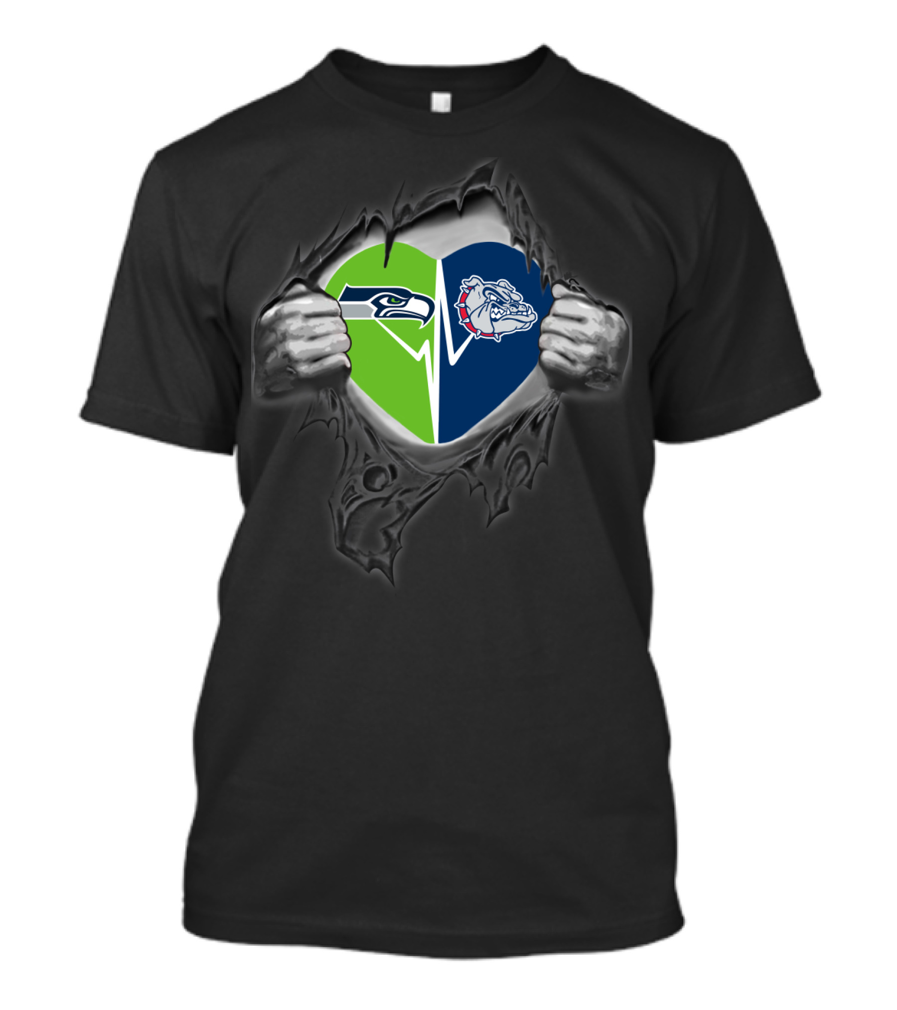 Seahawks Heart Gonzaga Bulldogs Logo Fan Support Fusion T-Shirt