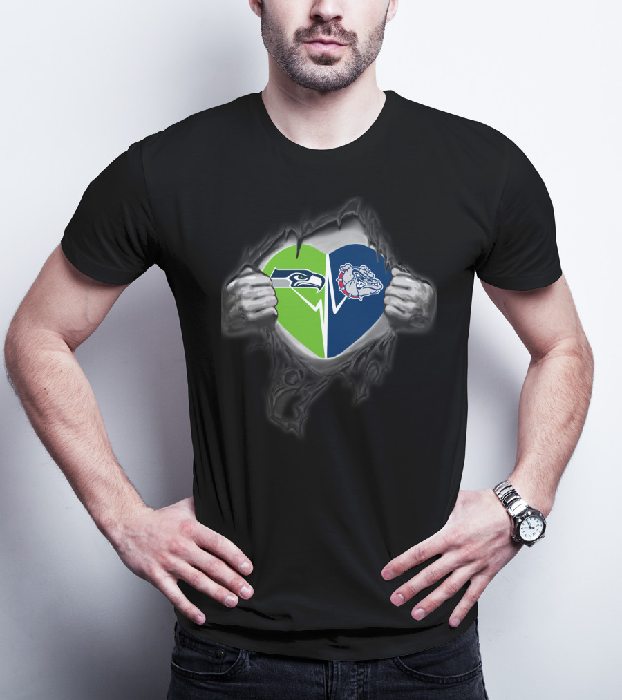 Seahawks Heart Gonzaga Bulldogs Logo Fan Support Fusion T-Shirt