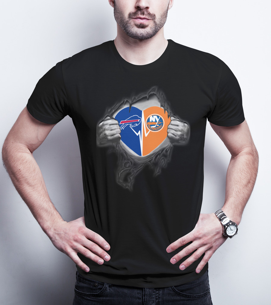 Buffalo Bills Heart Ny Islanders Fan Pride T-Shirt
