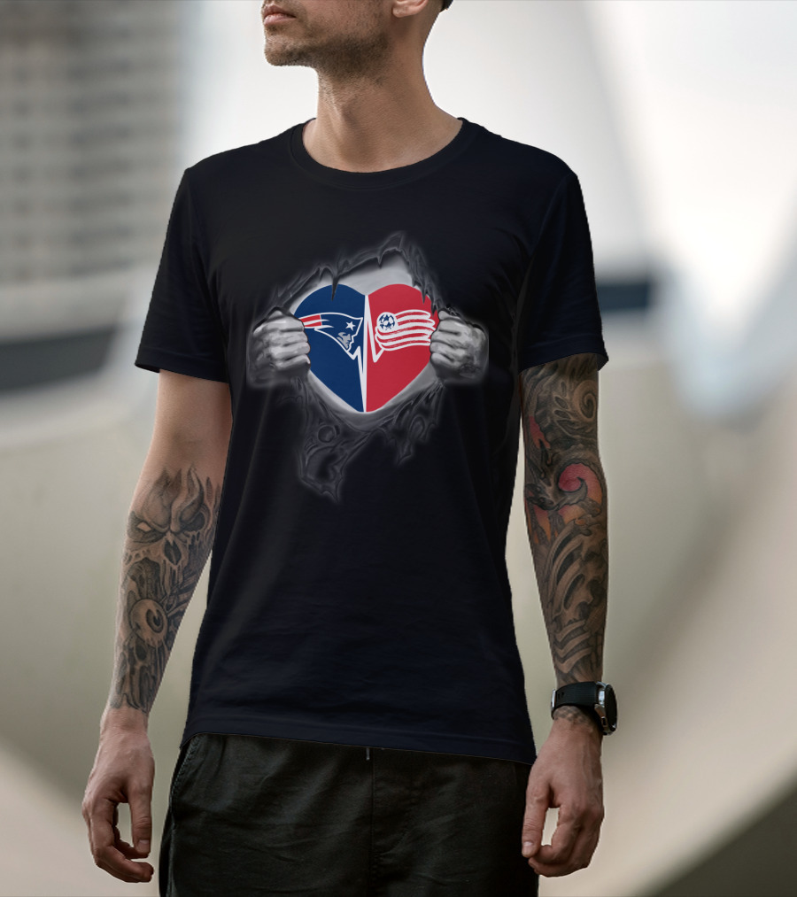 Patriots Revolution Heart Emblem With Torn T-Shirt