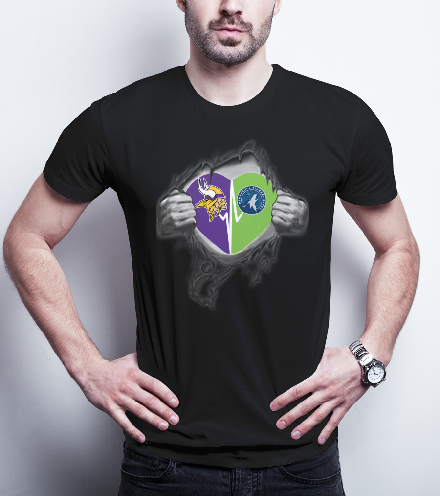Minnesota Vikings Minnesota Timberwolves Heart T-Shirt