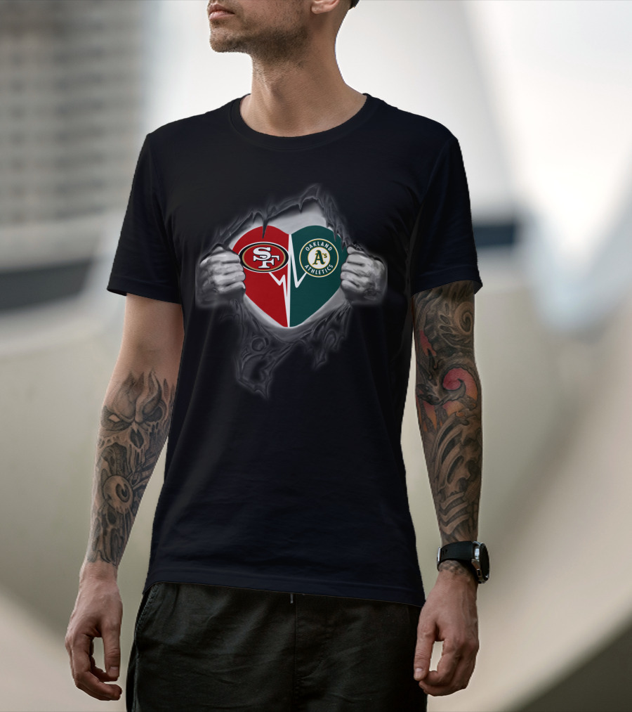 49ers Oakland Athletics Heart Logo Fusion T-Shirt
