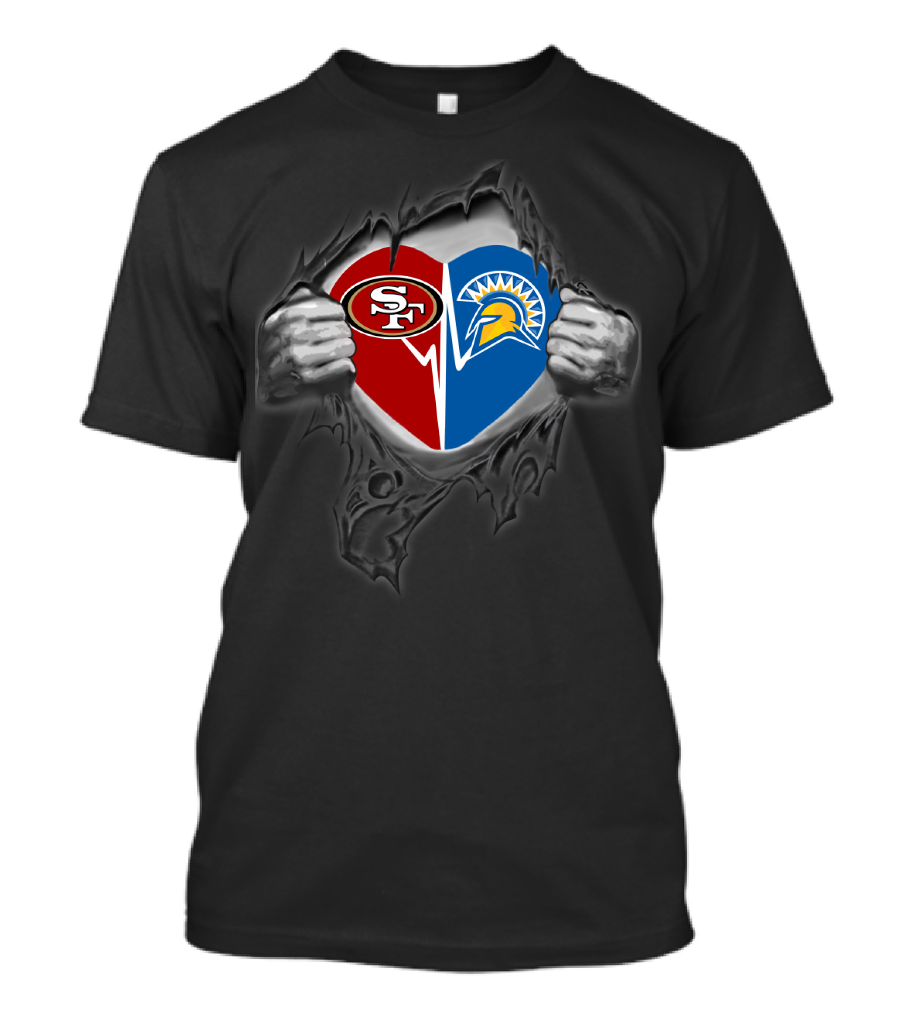 49ers Heart San Jose State Spartans Fusion T-Shirt
