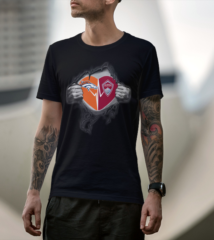 Broncos Colorado Rapids Heart Logo Fusion T-Shirt