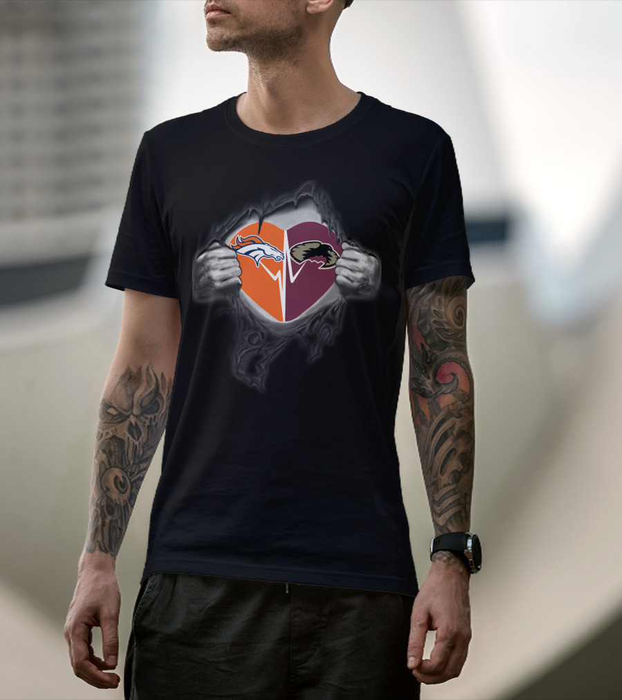 Denver Broncos Heart And Pioneers Logo Fusion T-Shirt