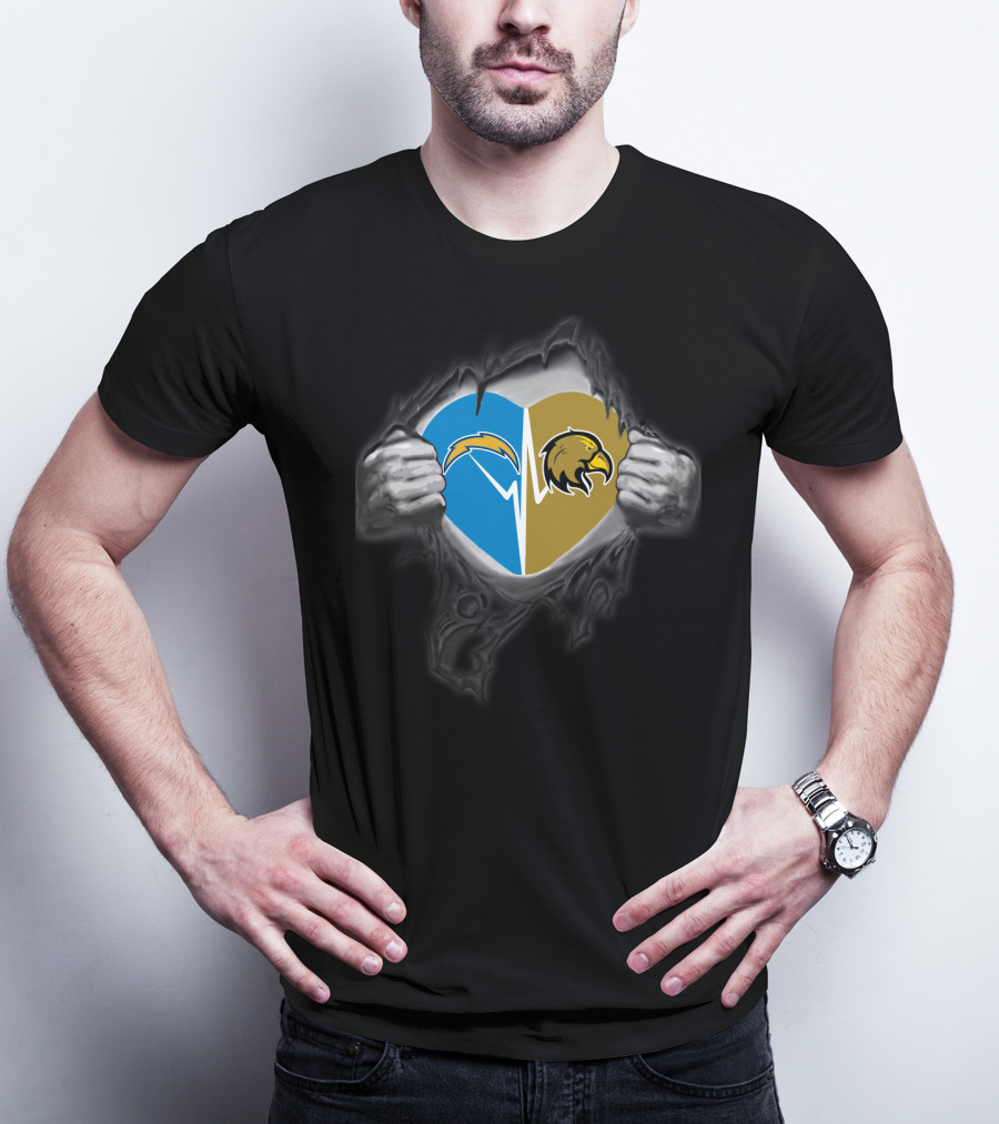 Los Angeles Chargers Golden Eagles Heart T-Shirt