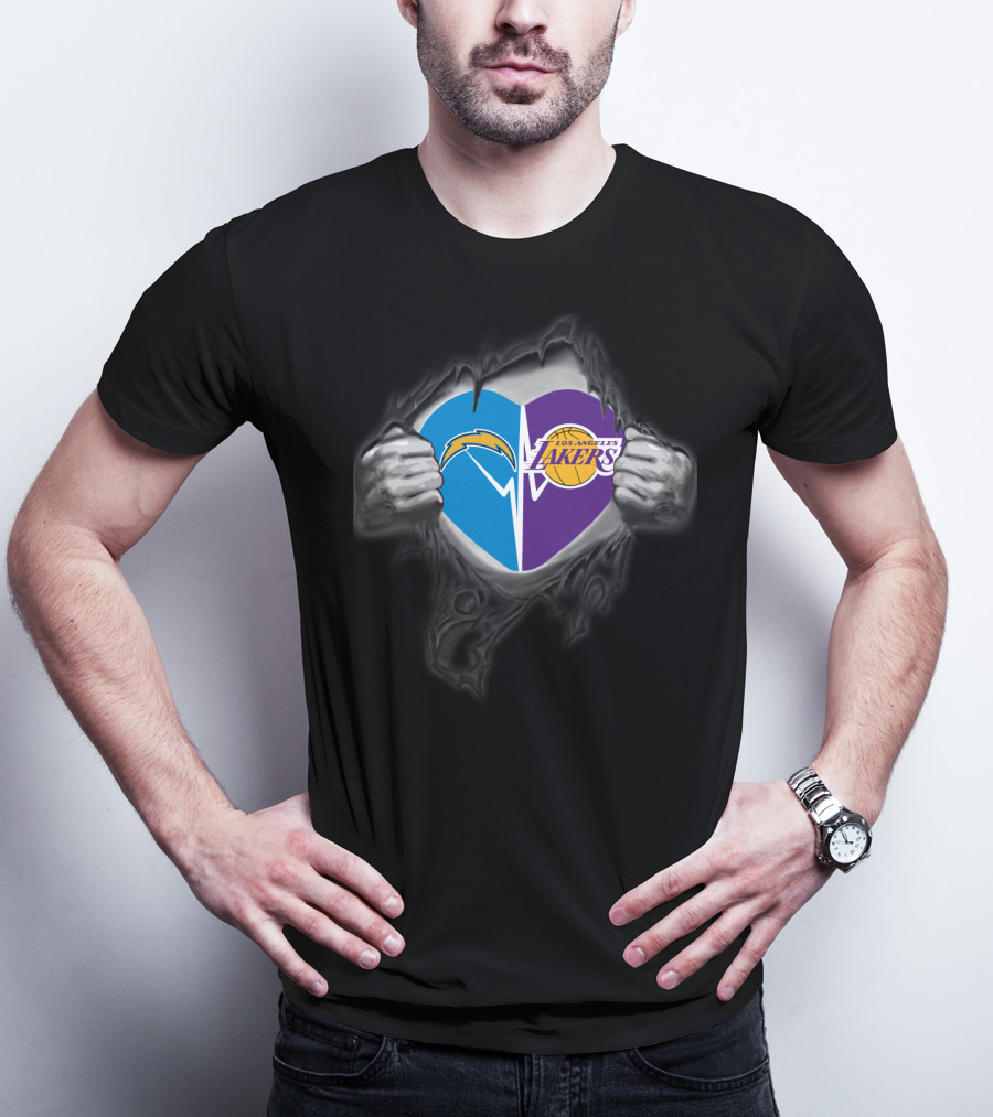 Chargers Lakers Heart Logo Fusion T-Shirt