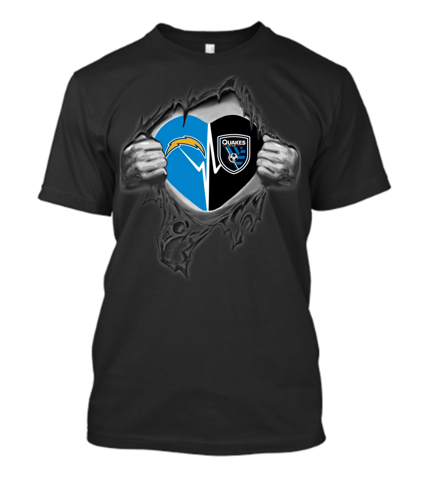 Chargers San Jose Earthquakes Heart Logo Combination T-Shirt