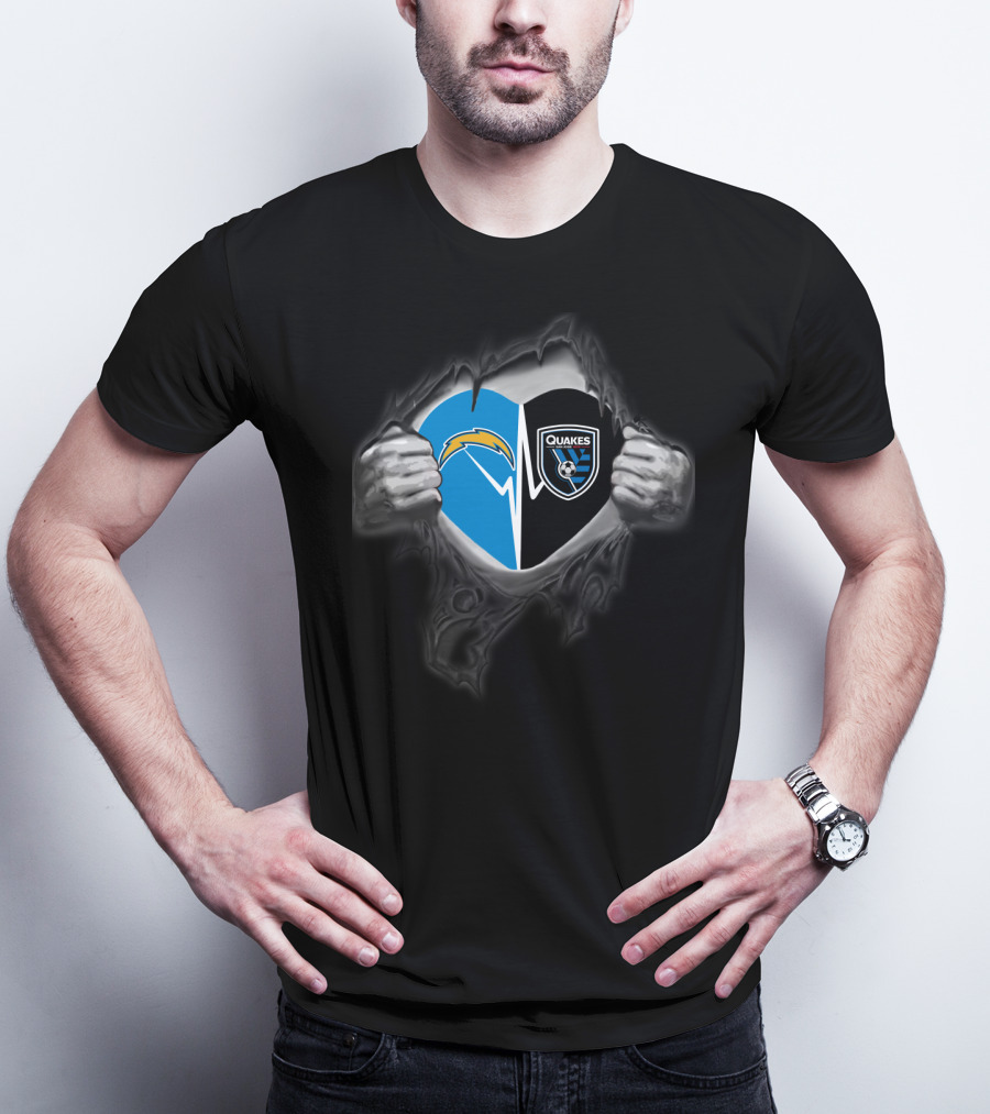 Chargers San Jose Earthquakes Heart Logo Combination T-Shirt