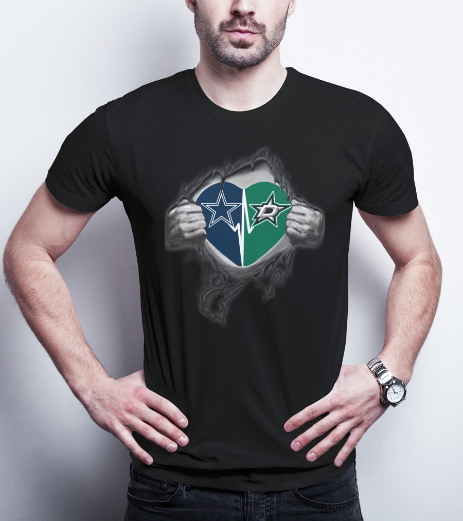 Dallas Cowboys Stars Heart Logo Fusion T-Shirt