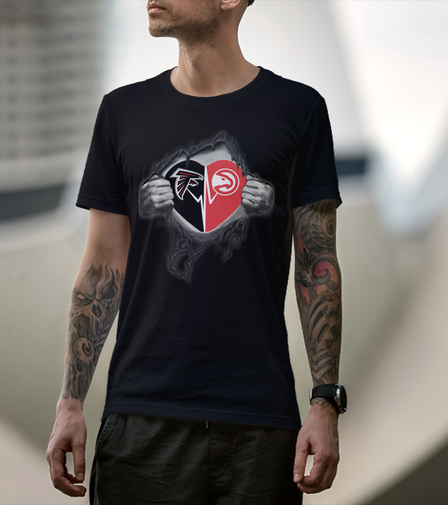Falcons Atlanta Hawks Heart Logo Combo T-Shirt