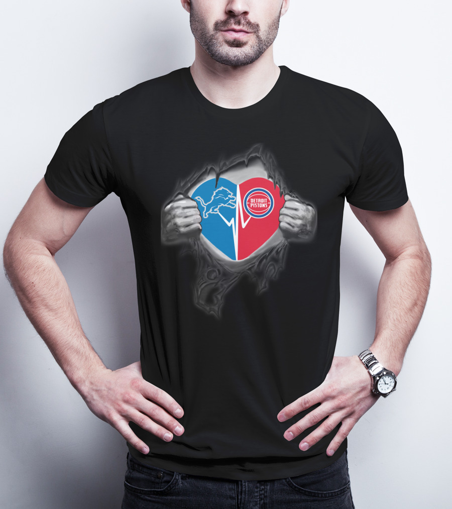 Heart Of Detroit Lions And Pistons T-Shirt