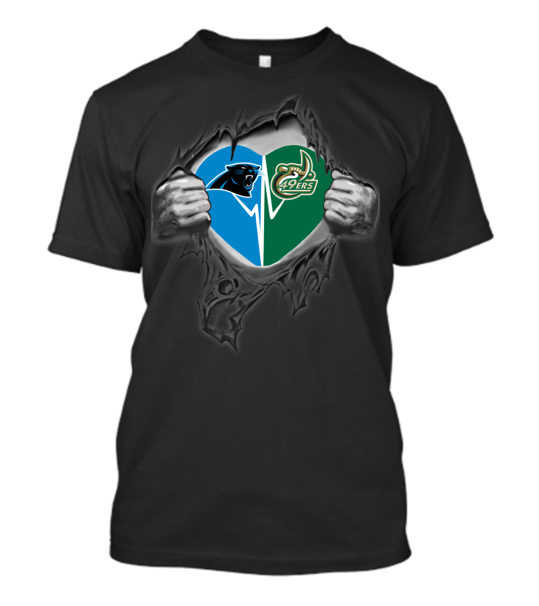 Carolina Panthers And Charlotte 49ers Heart T-Shirt