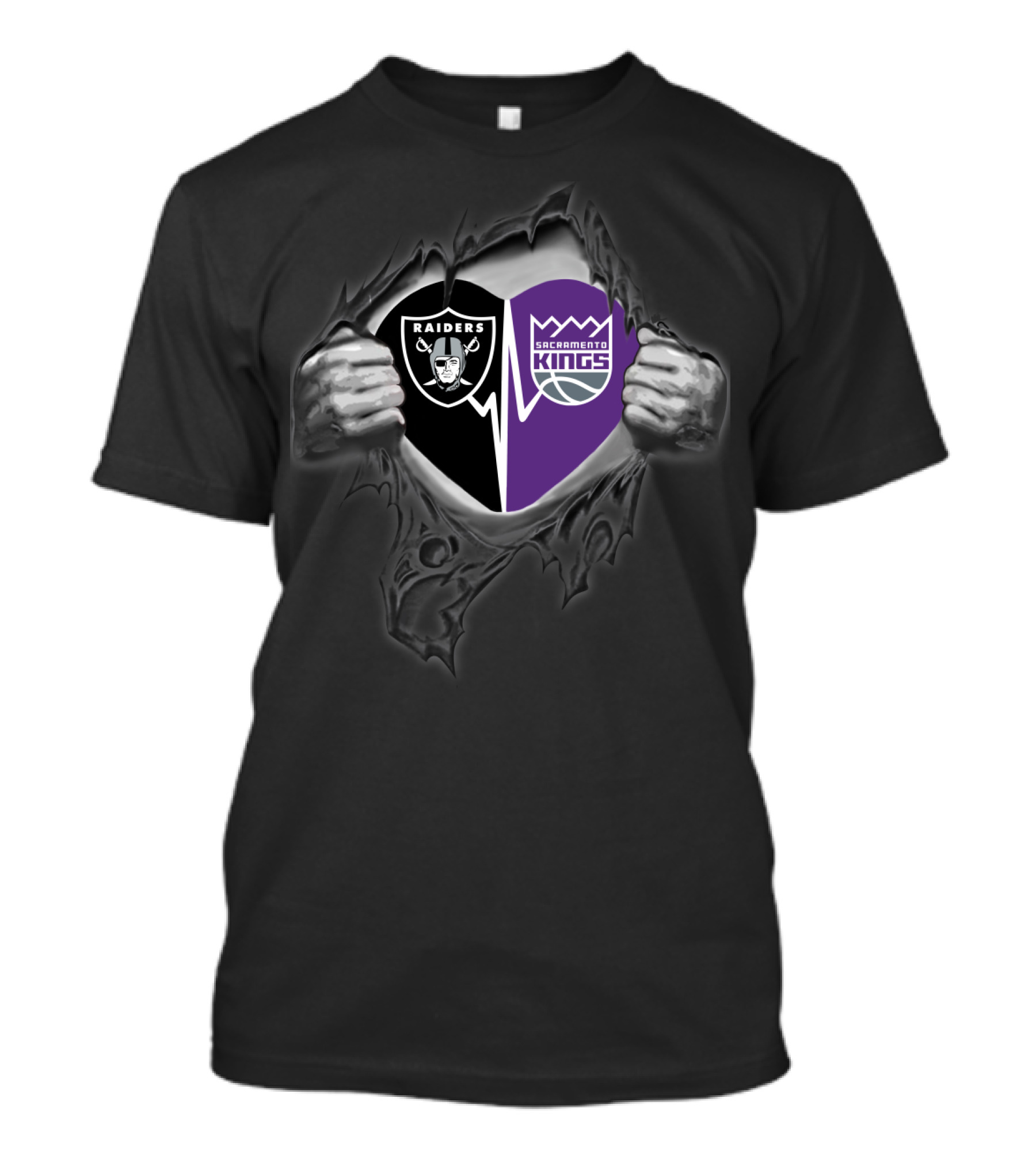 Raiders And Sacramento Kings Split T-Shirt