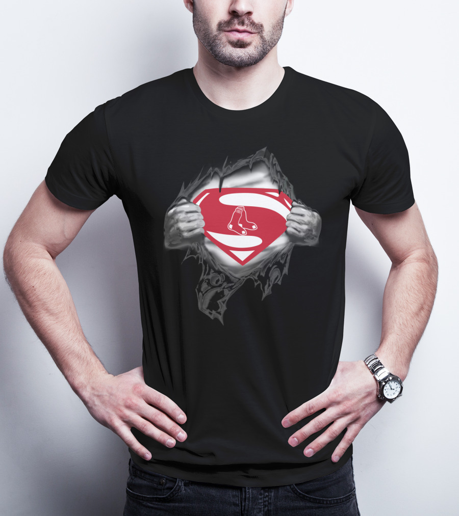 Superman Boston Red Sox 26 Logo Crossover T-Shirt