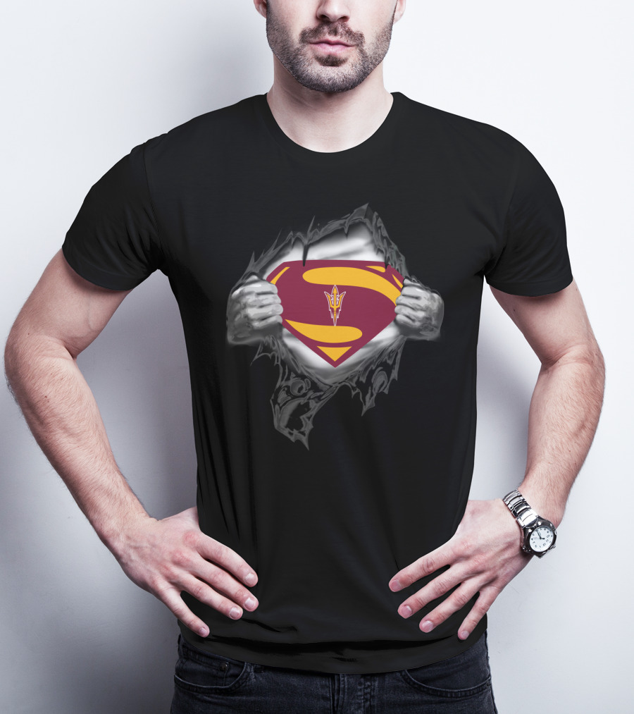 Superman Logo With Arizona State Sun Devils Theme T-Shirt