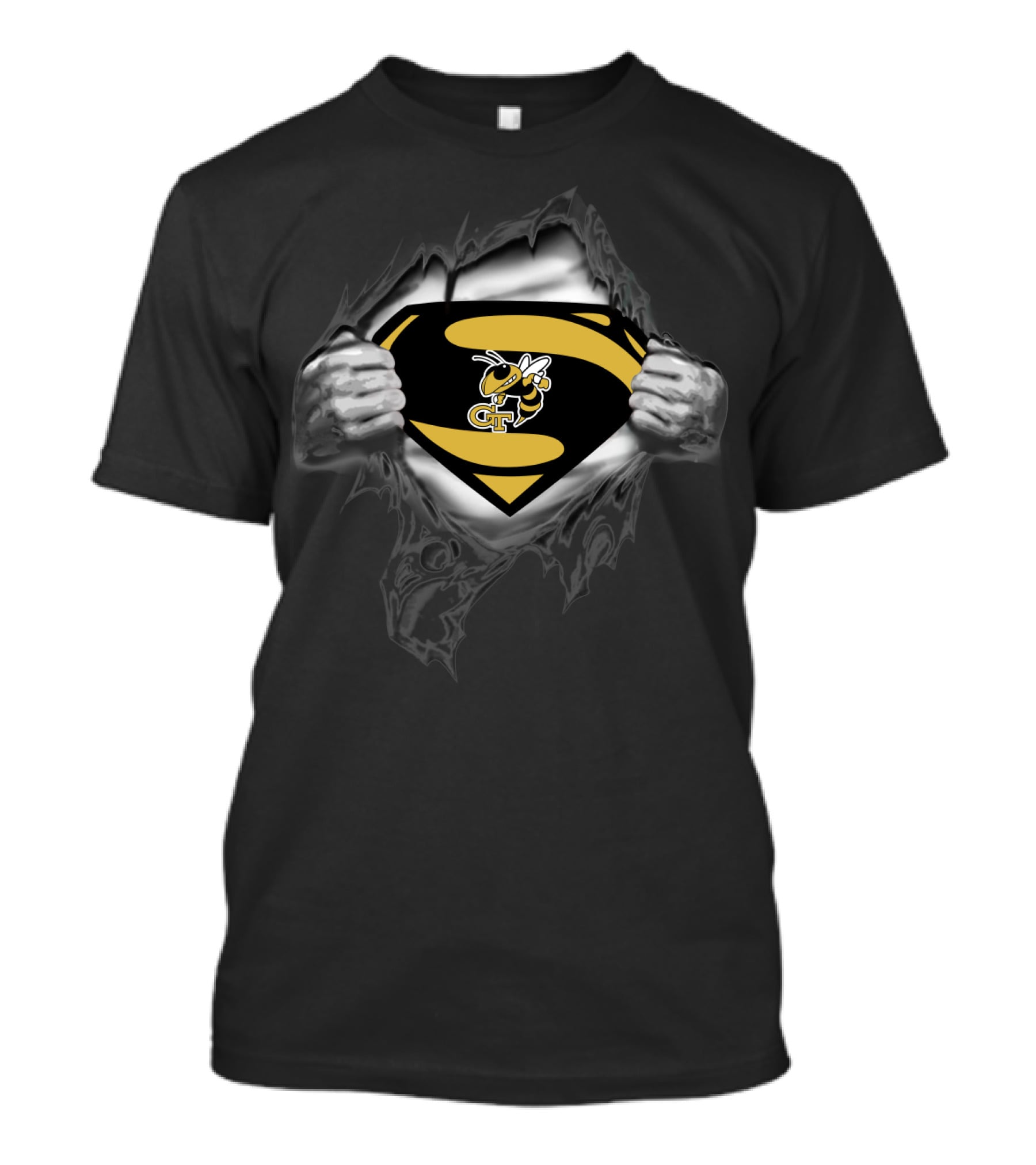 Superhero Georgia Tech Yellow Jackets Gt Logo Reveal T-Shirt