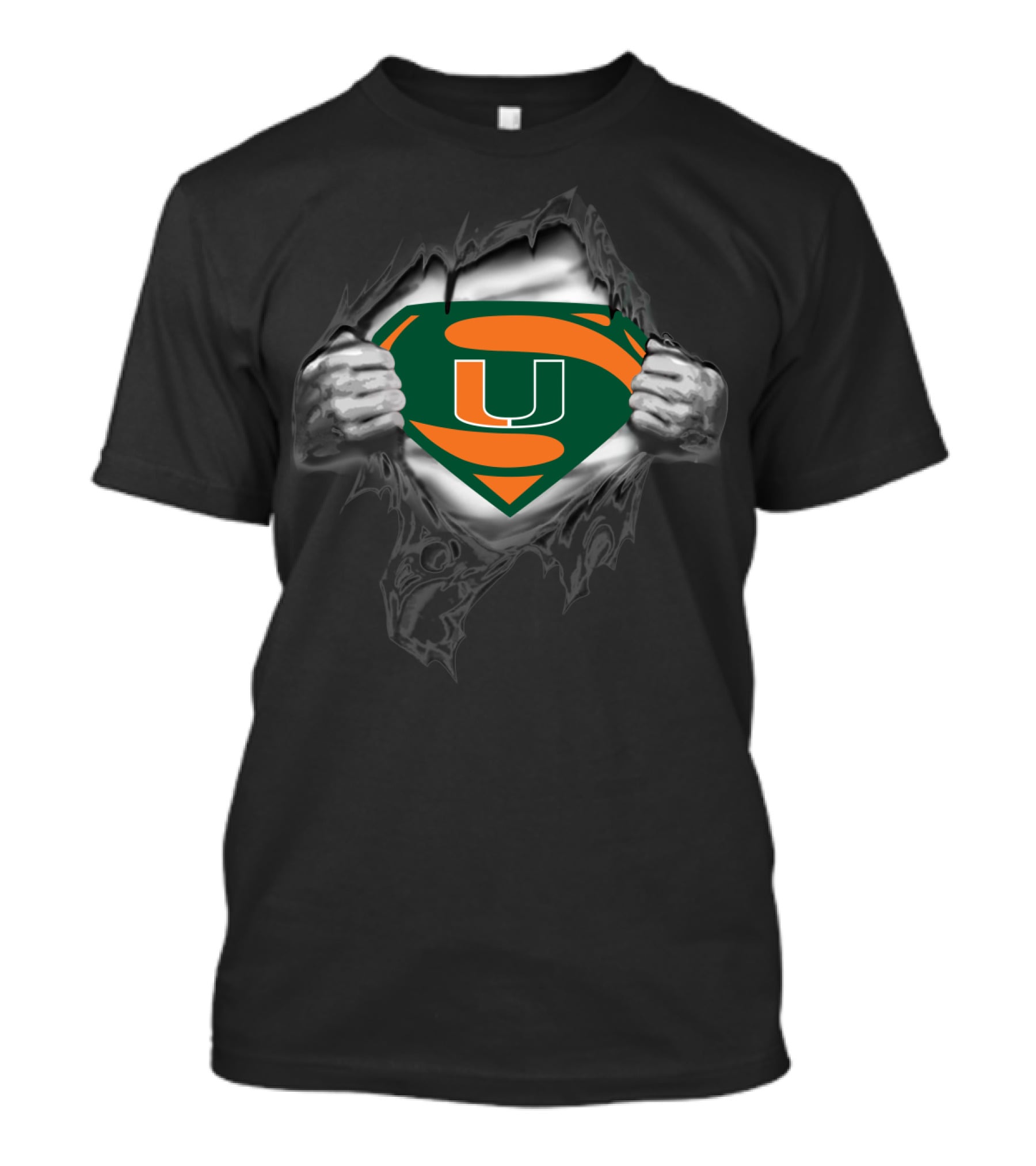 Miami Hurricanes U Superman Logo Football Fan T-Shirt