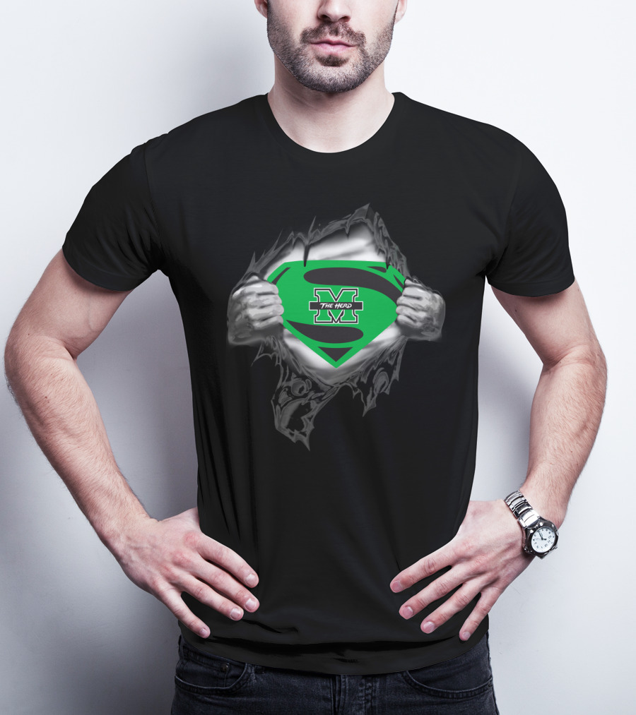 The Herd Marshall Thundering Herd Superman Logo Tear Open T-Shirt