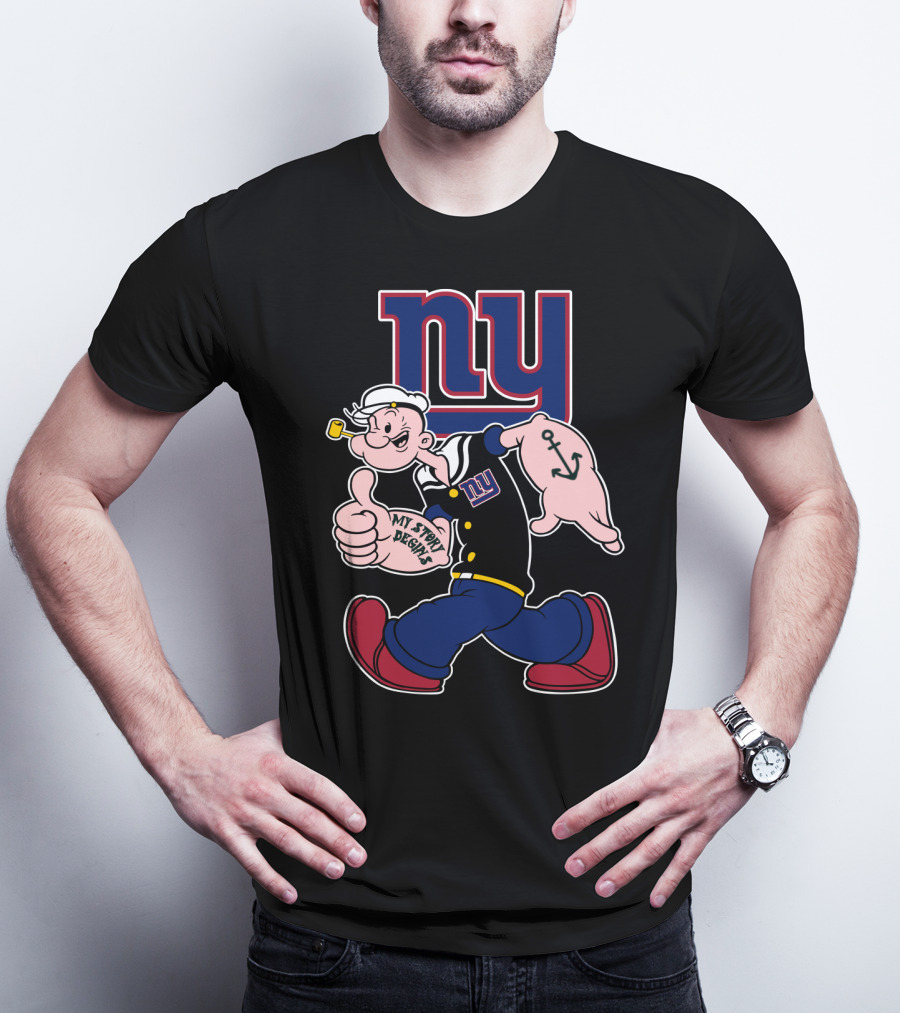 Popeye Thumbs Up My Story Designs New York Giants T-Shirt