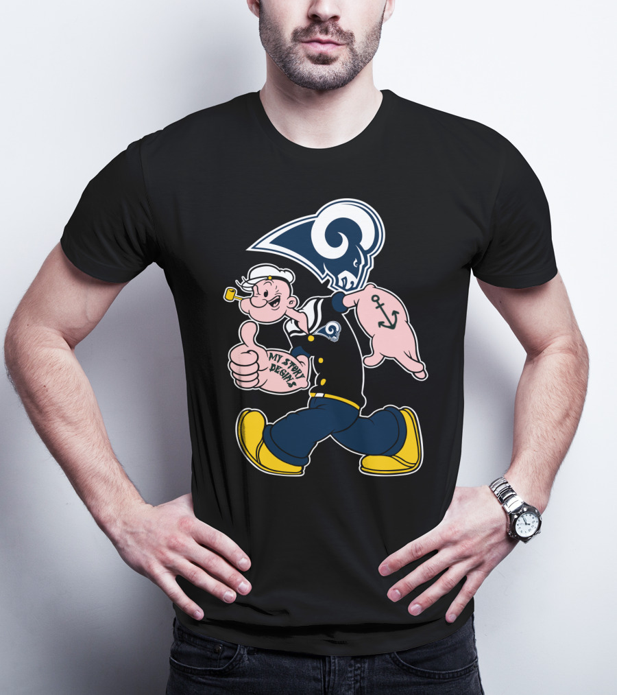 Popeye Thumbs Up Los Angeles Rams My Story Begins T-Shirt