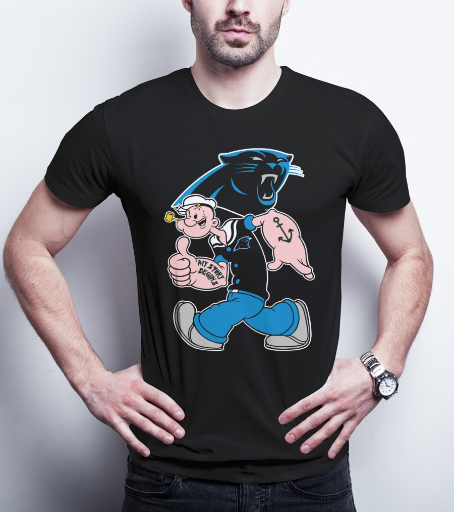 Carolina Panthers My Story Designs Popeye Anchor T-Shirt