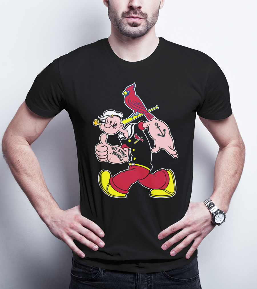 Popeye With St Louis Cardinals Redbird And Bat T-Shirt