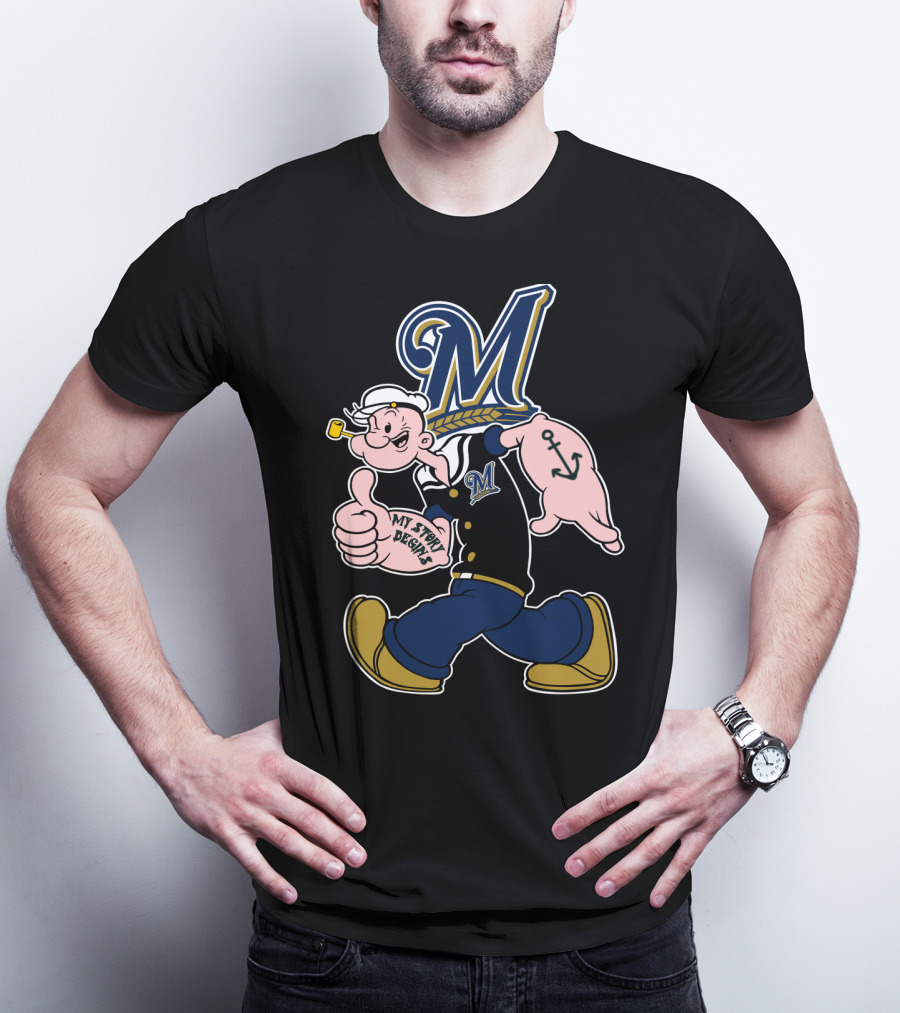 Milwaukee Brewers Popeye Anchor Baseball T-Shirt