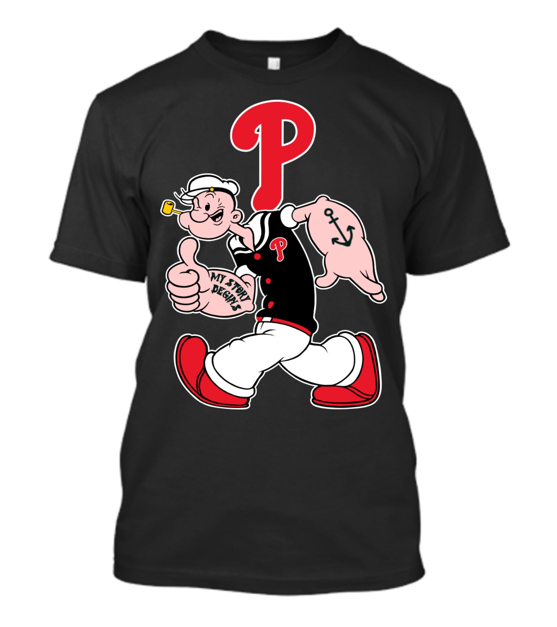 Popeye Phillies P Mascot My Story Designs T-Shirt