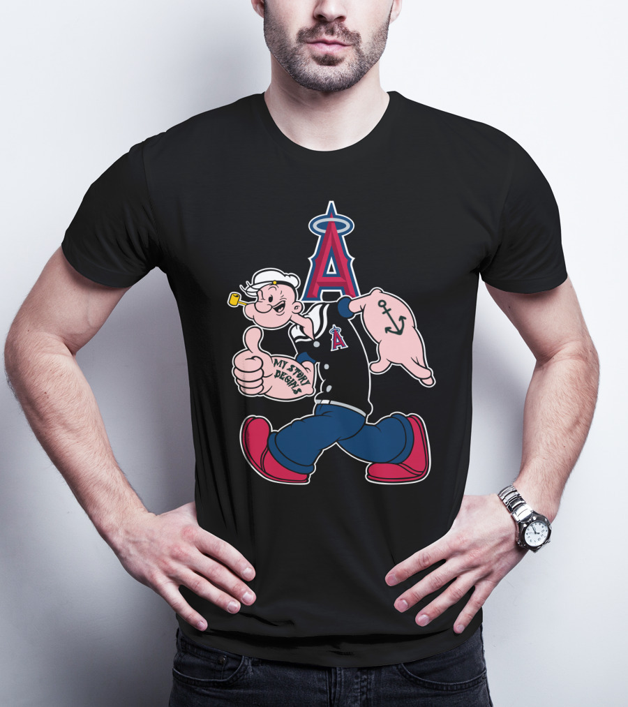 Popeye Los Angeles Angels Mlb Anchor My Story Begins T-Shirt