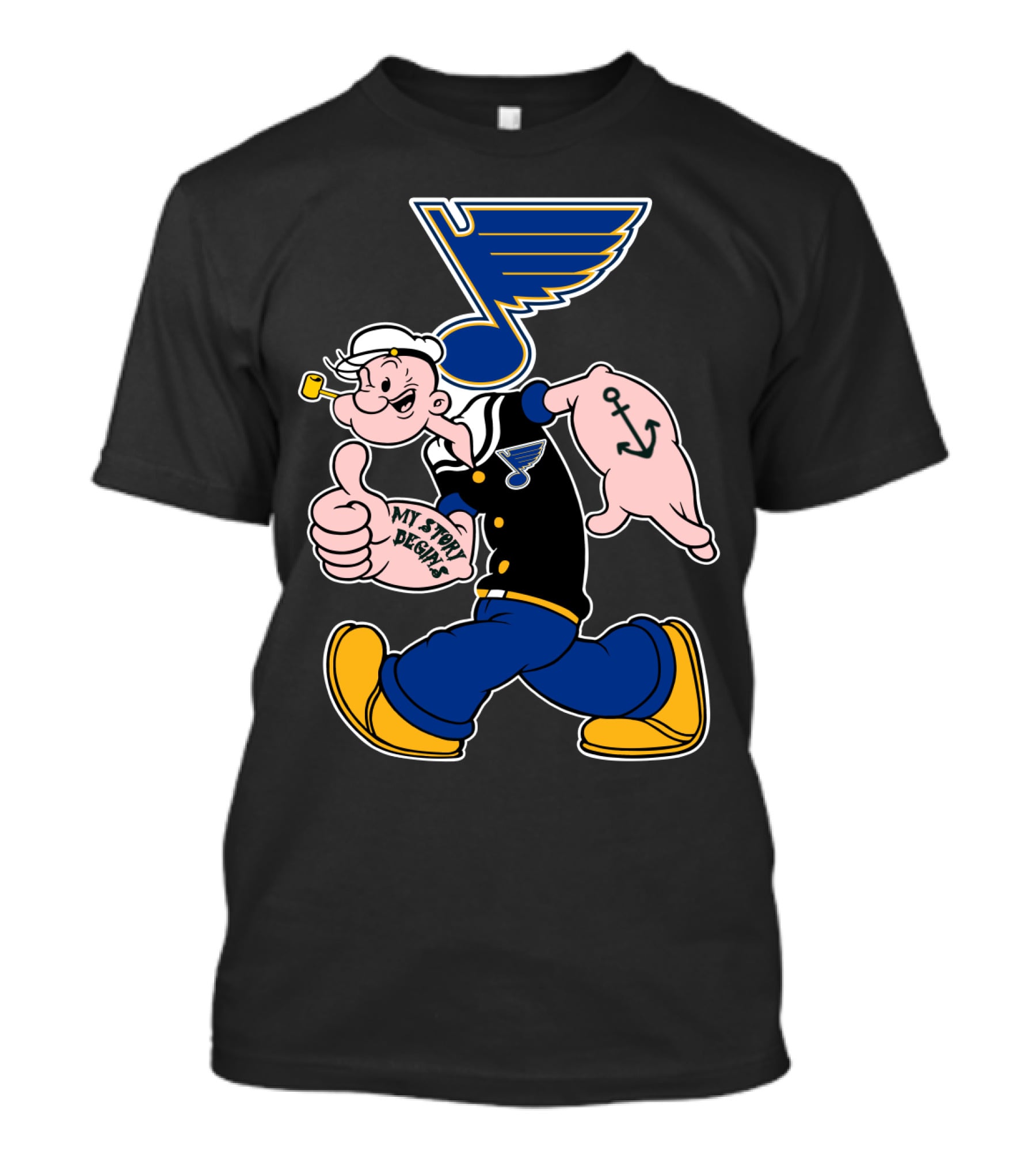 St Louis Blues Logo Popeye Cartoon Character '68 Style T-Shirt