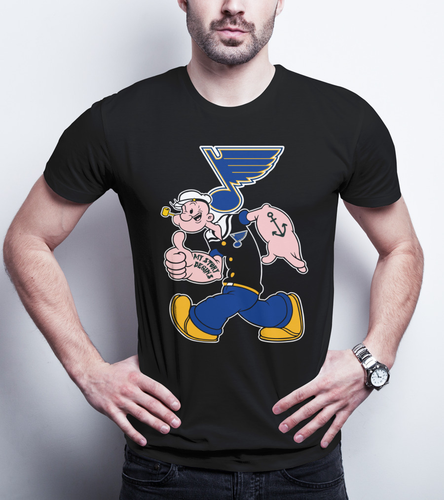 St Louis Blues Logo Popeye Cartoon Character '68 Style T-Shirt