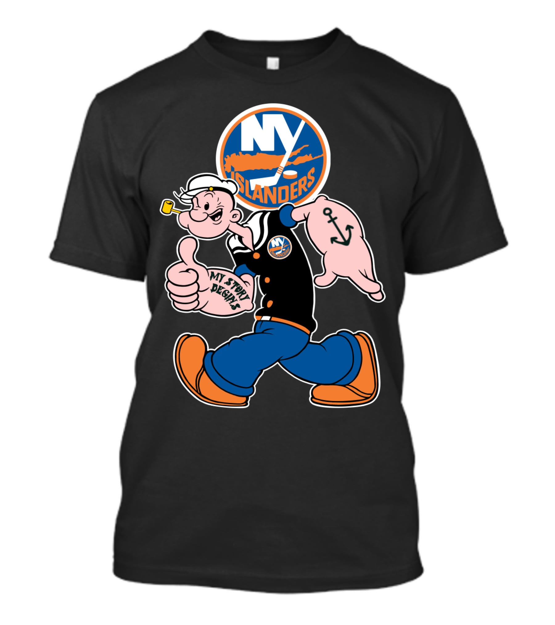 Ny Islanders Popeye Thumbs Up Anchor Tattoo My Sport Designs T-Shirt