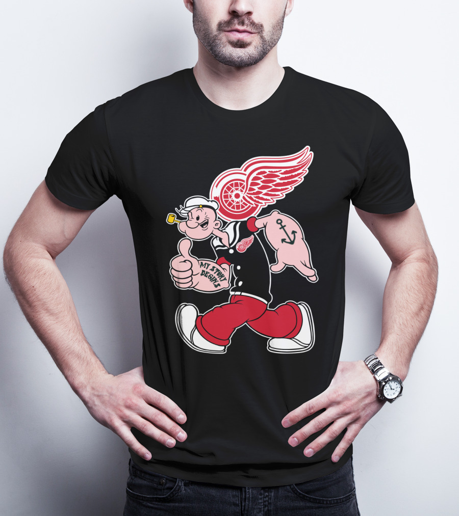 Popeye Detroit Red Wings My Story Begins Anchor 81 T-Shirt